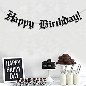 Gothic Letter Happy Birthday Banner - Old English Birthday Banner - Funeral Birthday Banner for 20th 30th 40th Birthday (Happy Birthday)