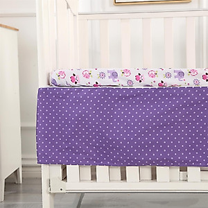Wowelife Elephant Crib Bedding Set 100% Cotton 3-Piece Baby Bedding Set Purple Elephant Owl Nursery Bedding Set Crib Sheet Sets for Boy and Girl
