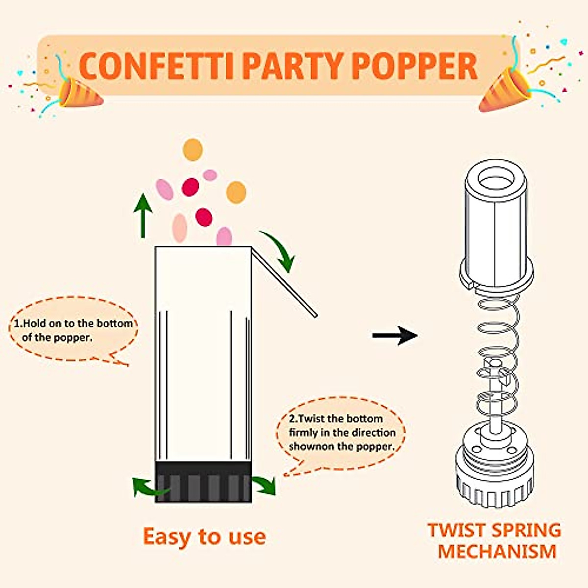 12 PCS Confetti Poppers Cannons for Wedding Birthday Graduation Baby Shower Anniversary Christmas New Year's Kids Fun Party Supplies Decorations and Favors