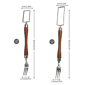 Stainless Steel Fruit Cutter, 2-in-1 Watermelon Fork Slicer, New Portable Dual Head Wooden Handle Watermelon Cutter Slicer Tool, Home and Camping Fruit Fork Cutter Gadget (Large)
