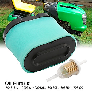 MIU11515 792105 Air Filter Replacement for John Deere Lawn Mower Tractor D150 D155 D160 D170 LA155 LG264 LA165 LA175 L120 L118 LA140 LA150 276890 696854 16-27 HP V-Twin Engines with 492932 Oil Filter