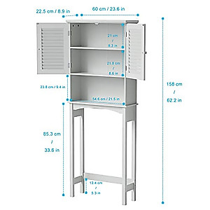 SRIWATANA Over The Toilet Storage, Bathroom Cabinet Organizer Shelf Space Saver with Adjustable Rack - Grey