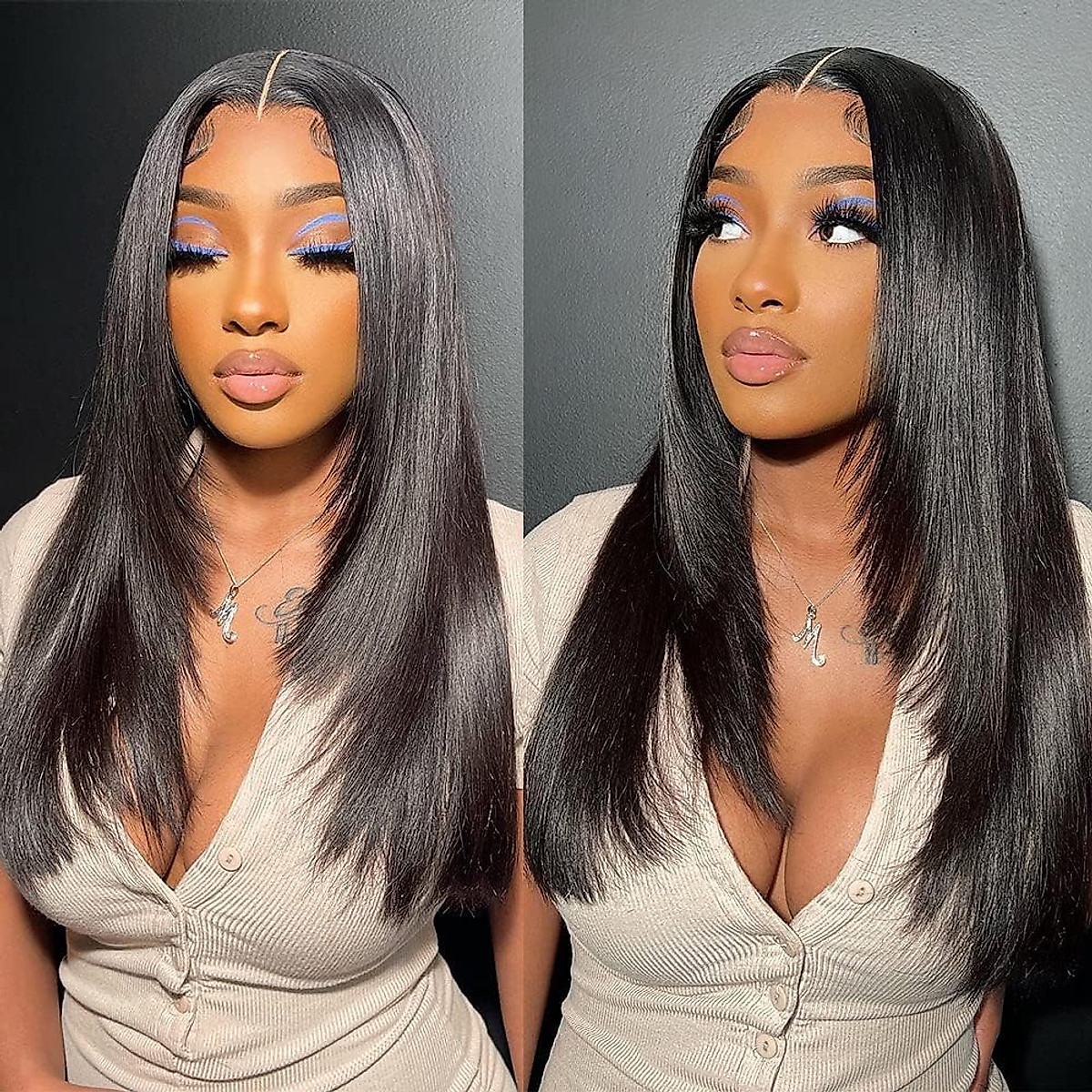 LRSICAL Lace Front Wigs Human Hair Straight 5x5 HD Lace Closure Wigs Human Hair Pre Plucked 180 Density Straight Human Hair Wigs for Black Women (5x5 Hd Lace Closure Wigs, 20 Inch, Straight)