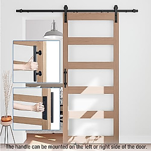COSHOMER 36in x 84in 5-Panel Sliding Glass Barn Door with 6.6ft Hardware Kit Included, Easy Assembly with Pre-Drilled Holes, Waterproof, Frosted Glass - Fit Max Opening 34in x 82in, Natural Walnut
