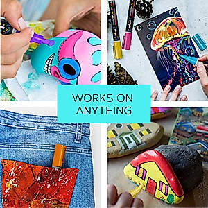 CHALKY CROWN Acrylic Paint Markers - Acrylic Paint Pens for Rock Painting, Stone, Ceramic, Glass, Wood, Canvas - Reversible Tip Paint Pens- 6mm (12 Pack)