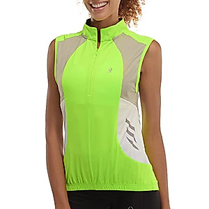 Little Donkey Andy Women's Bike Vests Sleeveless Cycling Jerseys Shirts Breathable 4 Rear Pockets Fluorescent Yellow M
