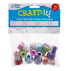 Baker Ross Fairy Tale Self Inking Foam Stampers (Pack of 10) AW695, Stamper Set for Kids to Use During Arts and Crafts Activities