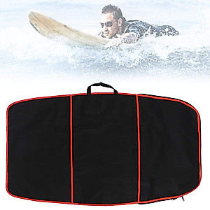 Jadeshay Surfboard Bag, 48x28 Inch Durable Polyester Bodyboard Carry Bag with Side Handle, Double Zipper & External Pocket, Suitable for Surfboard, Boogie Board, Red Stripe