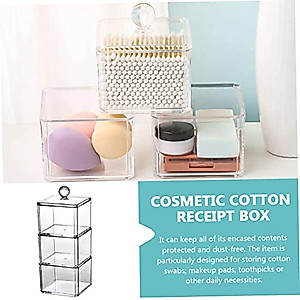 Beatifufu 1 Set Storage Box Makeup Container Storage Container with Lid Clear Container Q- Tip Holder Bathroom Vanity Jars Bathroom Jar Toothpick Organizer Makeup Cotton Box Cotton Pad Box