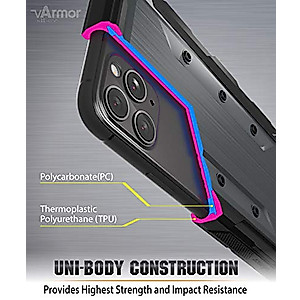 Vena vArmor Rugged Case Compatible with Apple iPhone 11 Pro Max (6.5"-inch 2019), (Military Grade Drop Protection) Heavy Duty Holster Belt Clip Cover with Kickstand - Space Gray