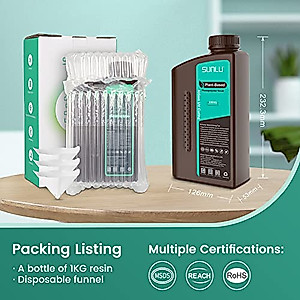 SUNLU 3D Printer Resin, Safe Plant-Based Biodegradable Resin: for LCD/DLP/SLA 3D Printing, 405nm UV Curing Polyamide Resin, Eco-Friendly, Low Shrinkage, Fast Curing Easy to Use, 1KG Grey