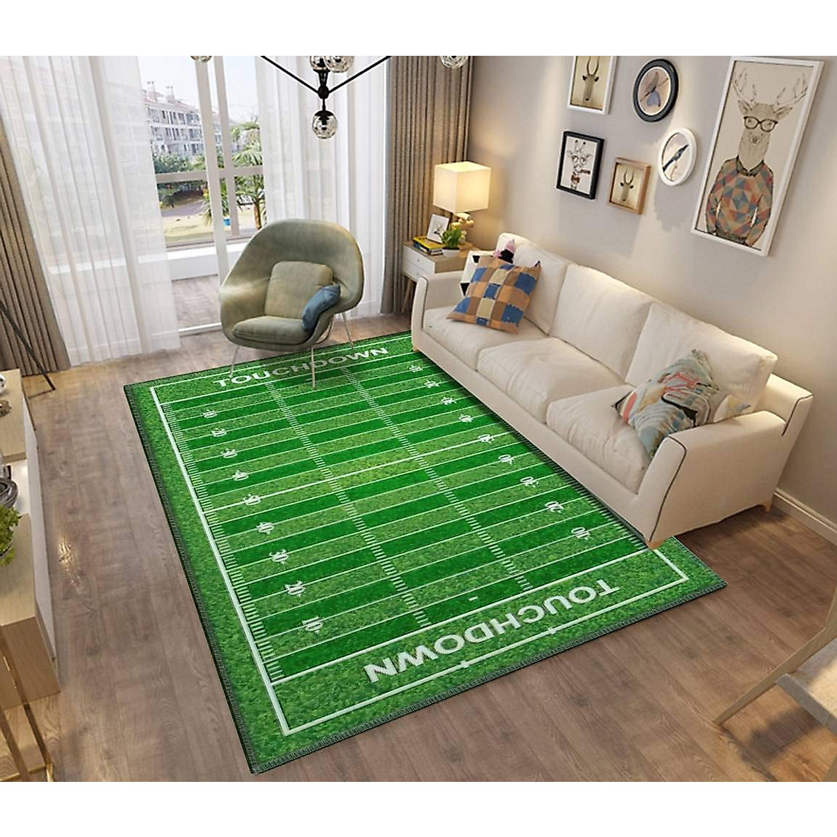Home Area Runner Rug Pad American Football Field, Texture, Vector Illustration File Contains Thickened Non Slip Mats Doormat Entry Rug Floor Carpet for Living Room Indoor Outdoor Throw Rugs