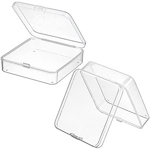 Kingrol 30 Pack Mini Clear Plastic Storage Containers with Lids, 3.75 x 3.75 x 1.1 Inch Empty Hinged Boxes for Beads, Jewelry, Tools, Craft Supplies, Flossers, Fishing