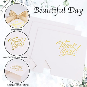 KPOSIYA Small Gift Bags, 50 Pack Small Thank You Bags 4.5x1.8x3.9 Inches Party Favor Bags White Paper Gift Bags Candy Bags with Bow Ribbon,Mini Gift Bags for Wedding Baby Shower Birthday Bridal