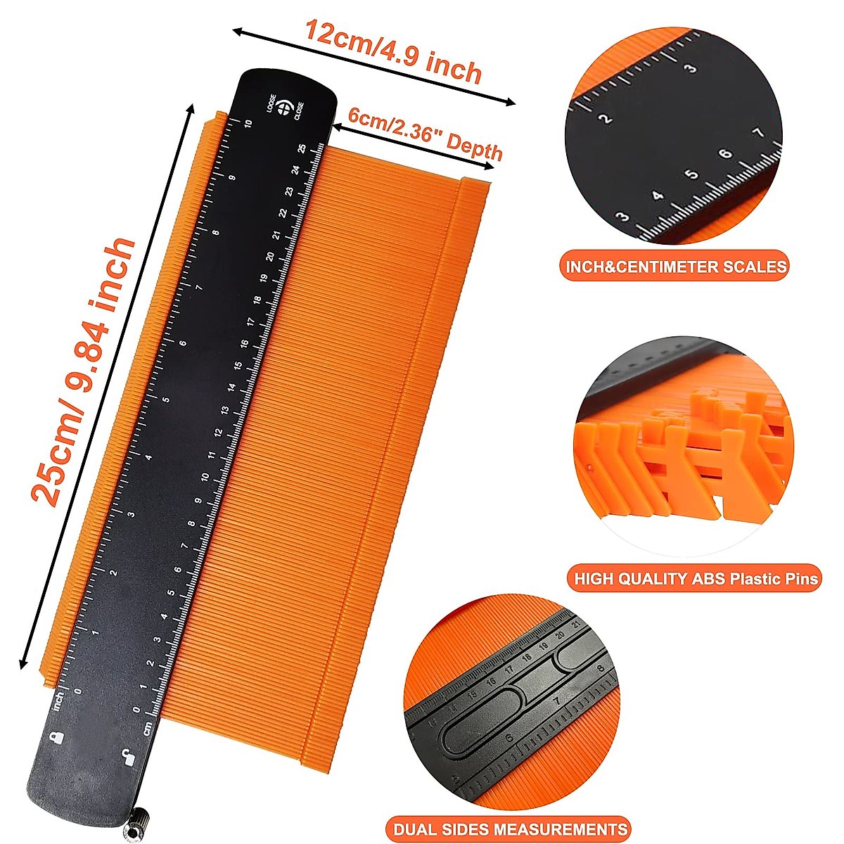 10 Inch Super Gauge Shape and Outline Tool, Contour Gauge Profile Tool with Lock, Measuring Tools Shape Duplicator Woodworking Tools for Flooring, Carpenter, Construction, Cool Gifts for Men