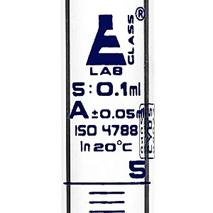 EISCO Graduated Cylinder, 5ml - Class A Tolerance ±0.05ml - Round Base - Blue Graduations - Borosilicate 3.3 Glass