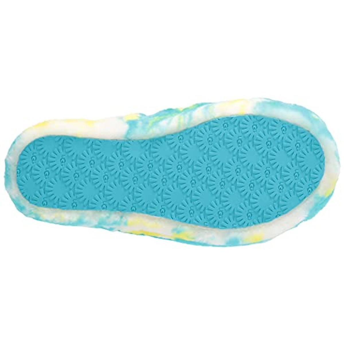 UGG Girls K Fluff Yeah Slide Marble Slipper, Oasis Blue/Sulphur, 6 Big Kid
