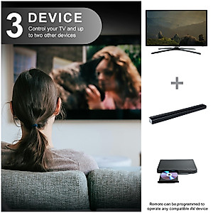 GE Universal Remote Control for Samsung, Vizio, LG, Sony, Sharp, Roku, Apple TV, RCA, Panasonic, Smart TVs, Streaming Players, Blu-ray, DVD, 3-Device, Black, 34456