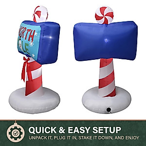 Fraser Hill Farm 6-Ft. Tall North Pole Sign Blow Up Inflatable with Lights, Outdoor Christmas Inflatable Decoration for Lawn and Yard, Giant Festive Holiday Decor