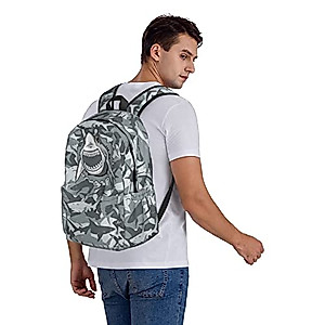 Shark Backpack Adjustable Strap Shoulder Bag Laptop Backpack Casual Daypack For Travel Work 16 Inches