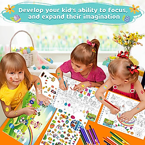 Lionoble Easter Coloring Book for Kids, Easter Gifts Easter Basket Stuffer for Toddler, Big Paint Activity Books with Sticker(15 Scenes& 750+ Stickers), Easter Crafts for Kids 1-3, 4-8 Ages