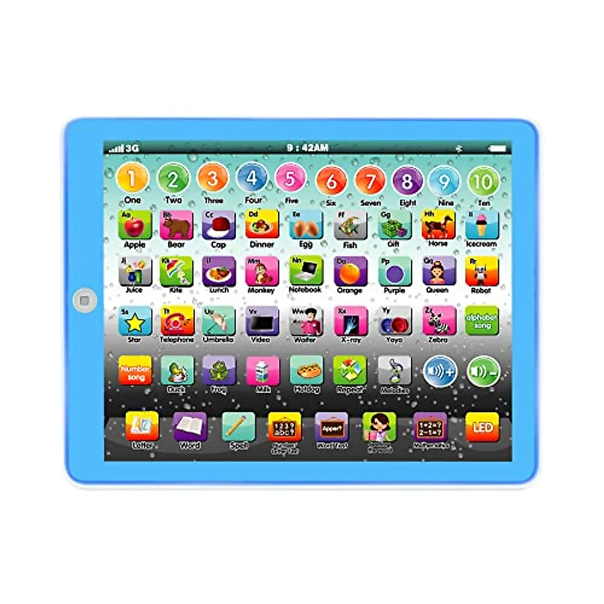SPOGENN Learning Tablet Educational Touch Pad for Fun Learn Number ABCs Spelling Animal Green