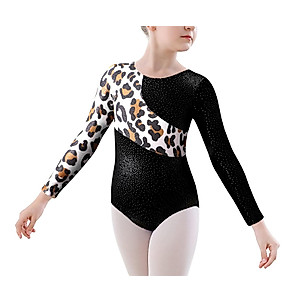 DAXIANG Gymnastics Leotards for Girls, Long Sleeve Leotard for Girls Gymnastics Outfit Black Shorts Dance Unitard Biketards