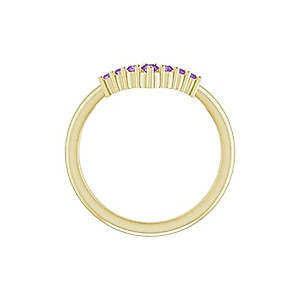 Bonyak Jewelry 14k Yellow Gold Amethyst Graduated V Ring Elegant, Size 7