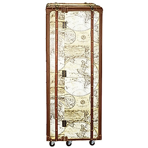 Design Toscano Italian-Style World Map Cocktail Bar Steamer Trunk, 49.5 Inch, full color
