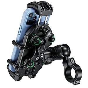 BRCOVAN Motorcycle Phone Holder with Vibration Dampener & High-Speed Secure Lock, Anti-Theft Motorcycle Phone Mount Handlebar Cellphone Holder for Bike Bicycle Scooter ATV Fit 5.4''-7.2'' Smartphones