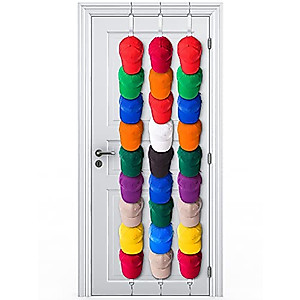 27 Hooks hat rack for wall Baseball Wall Mount Hanger Closet Ball Caps 3 White Sturdy Hat Rack over The Door Hanging Cap Display Organizer for Organization Women Man Girls Teen Kids Storage