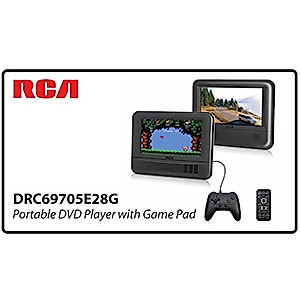 RCA (DRC69705E28G) - 7” Dual Screen Mobile DVD Player System & Game Pad - Set of Two 7-Inch Screens, (6-Piece Kit)