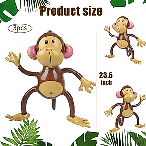FUTUREPLUSX 3PCS Inflatable Monkeys, Monkey Walking Balloons Monkey Inflates for Birthday Supplies Classroom Decor Baby Shower Supplies