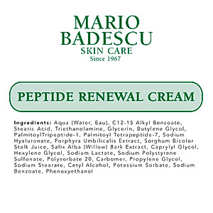 Mario Badescu Peptide Renewal Cream for Combination, Dry and Sensitive Skin | Anti-aging Face Cream Formulated with Palmitoyl Tripeptide-1 & Sodium Hyaluronate | 1 Ounce