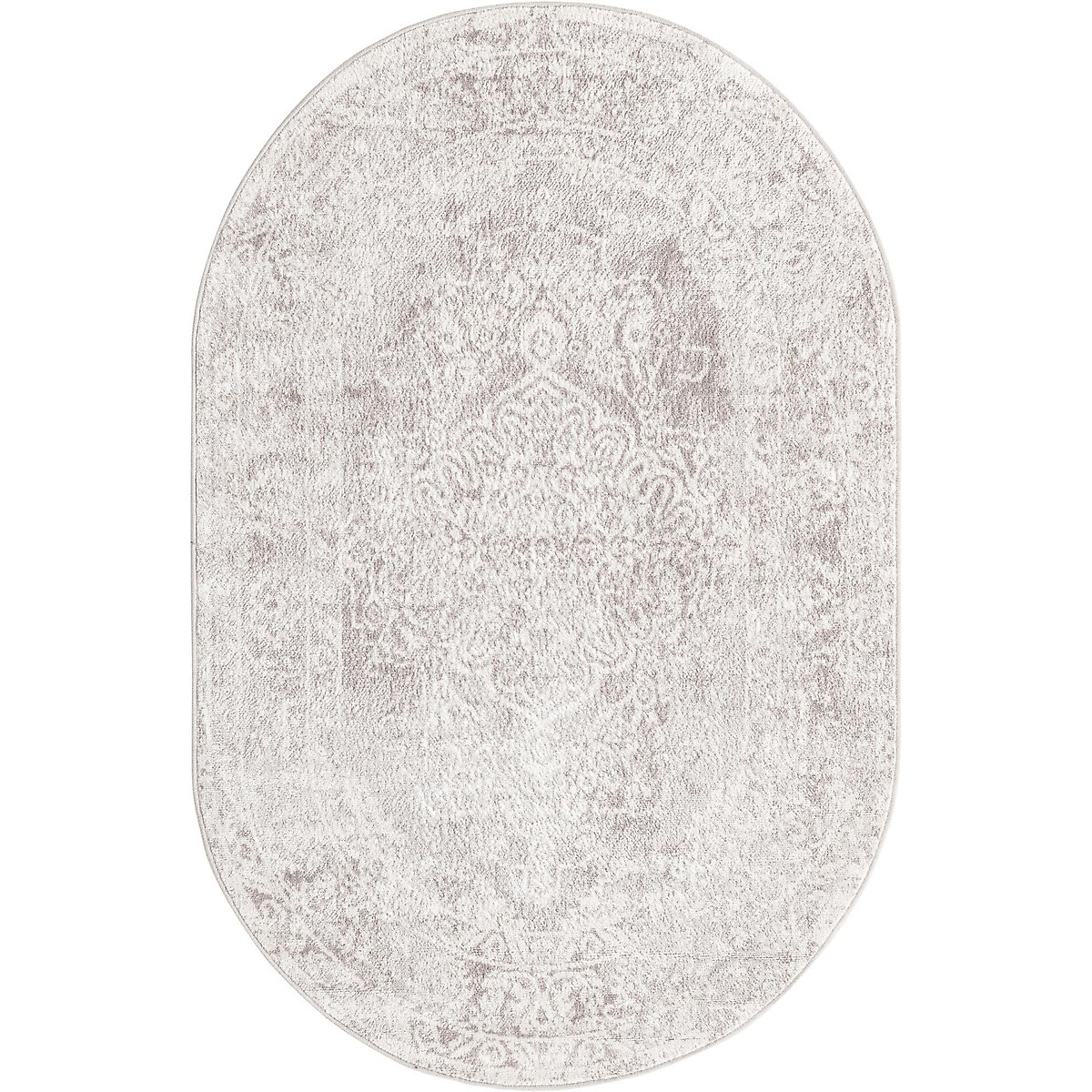 Unique Loom Oxford Collection Area Rug - Bodleian (4' 1" x 6' 1" Oval, Gray/ Ivory)