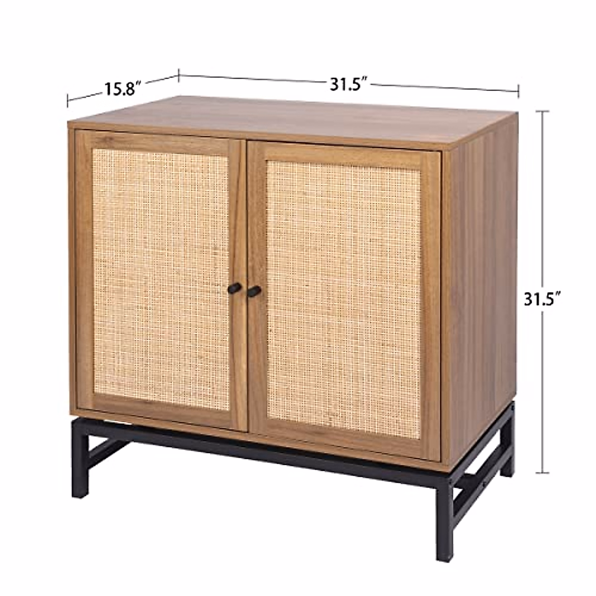 LKTART Mid-Century Natural Rattan Buffet Sideboard Storage Cabinet with 2 Doors 1 Adjustable Inner Shelf Storage Cabinet Console Table for Dining Room Bedroom Kitchen Hallway