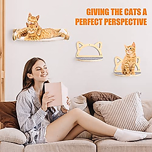 Toozey Cat Wall Shelves, Wall Mounted Cat Furniture with XXL Cat Hammock and 2 Cat Climbing Steps, Cat Shelves and Perches for Cats Playing, Sleeping, and Lounging