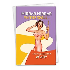 NobleWorks - 1 Sassy Happy Birthday Card Funny - Hilarious Grown-Up Card for Women, Wife, Stationery Humor - Baddest B-tch C9311BDG