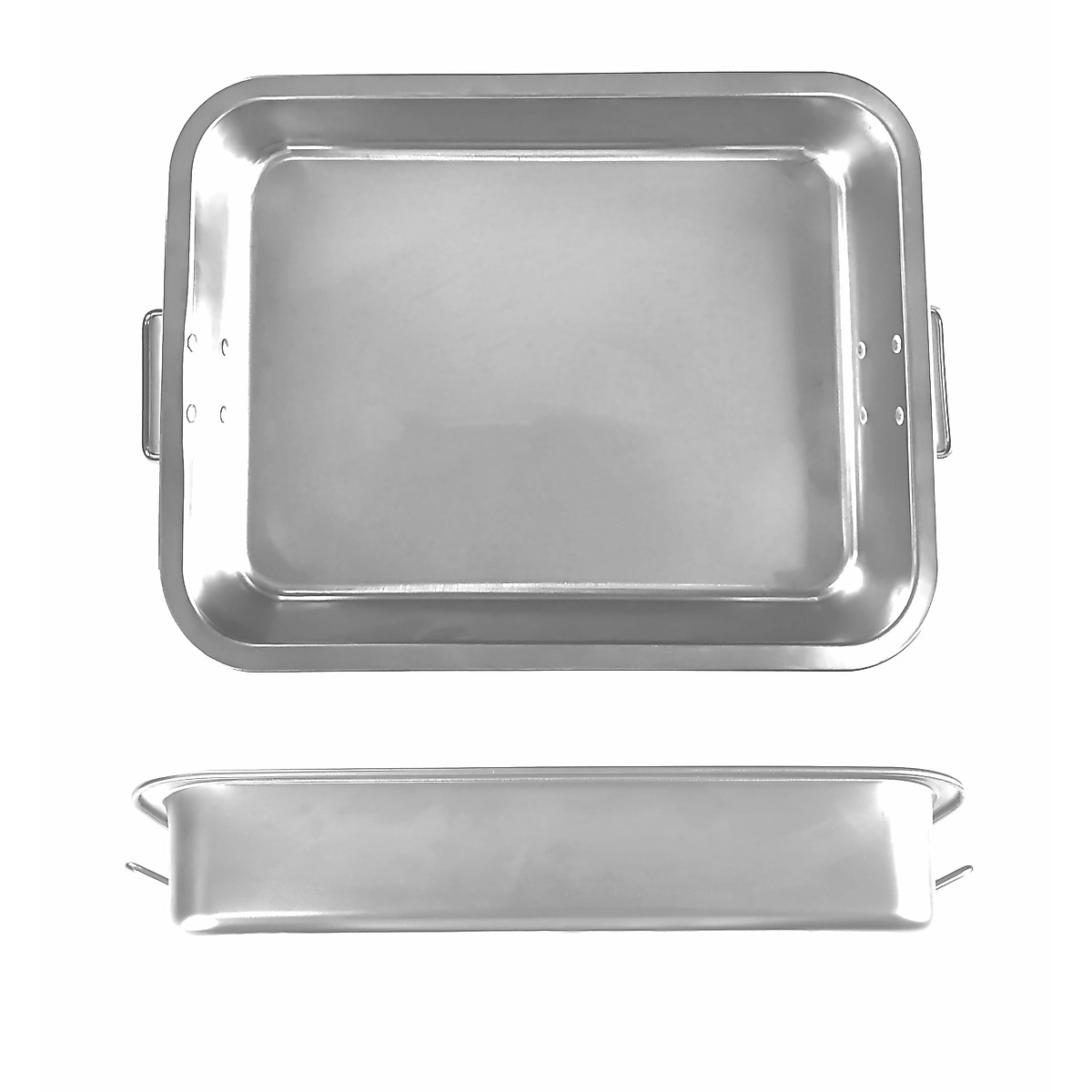 VBOYL 16" Premium Stainless Steel Roaster Pan Set with Baking & V-Shaped Racks - Heavy Duty, Healthy & Dishwasher Safe for Turkey, Chicken