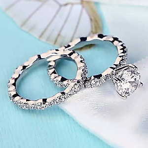 STARCHENIE 1.25 Ct Cubic Zirconia Engagement Rings Set for Women Sterling Silver CZ Wedding Bridal Ring Set