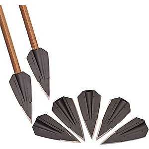 ZSHJGJR Archery 2 Blades Hunting Broadheads Traditional Broadheads Glue On OD 8mm Bamboo Wood Arrow Shaft DIY Arrow 12/24 Pieces (Black, 6 Pieces)