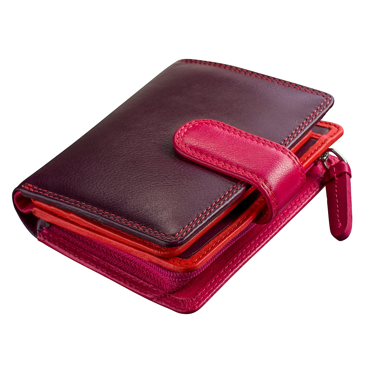 Visconti RB40 Multi Colored Small Soft Leather Ladies Wallet & Purse (Plum Multi)