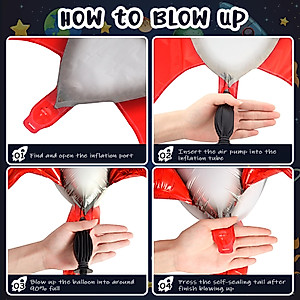 2 Pcs Large Rocket Balloons for Kids, 33 Inch Rocket Ship Balloons,Space Balloons Outer Space Foil Mylar Balloons for Kids Baby Shower Universe Space Theme Birthday Party Decorations (Redrocket Big)