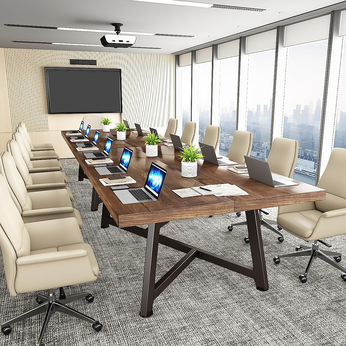 chartustriable 72 inch Solid Wood Dining Table for 4 5 6 People, Rustic Large Brown Rectangular Kitchen Dinner Tables w/Adjustable Metal Leg for Home Living Dining Room Farmhouse Office Family