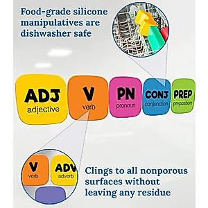Carson Dellosa Edu-Clings Silicone Center Parts of Speech Manipulative—Grades 1-5 Dry-Erase Noun, Verb, Adjective, Adverb, Helping Verb, Conjunction, Preposition Manipulatives (30 pc)