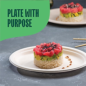 100% Compostable Oval Paper Plates [50-Pack] - {PFAS-Free} - {BPI Certified} - [10 Inch] Heavy Duty, Eco-Friendly, Biodegradable Bagasse Dinner Platters - Natural Brown 10" Oval Plates by Stack Man