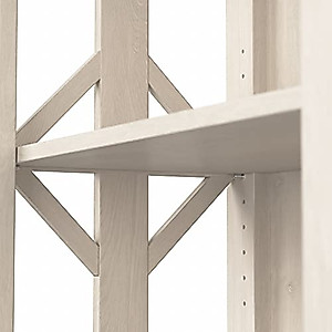 Bush Furniture Homestead 4 Shelf Farmhouse Bookcase in Linen White Oak