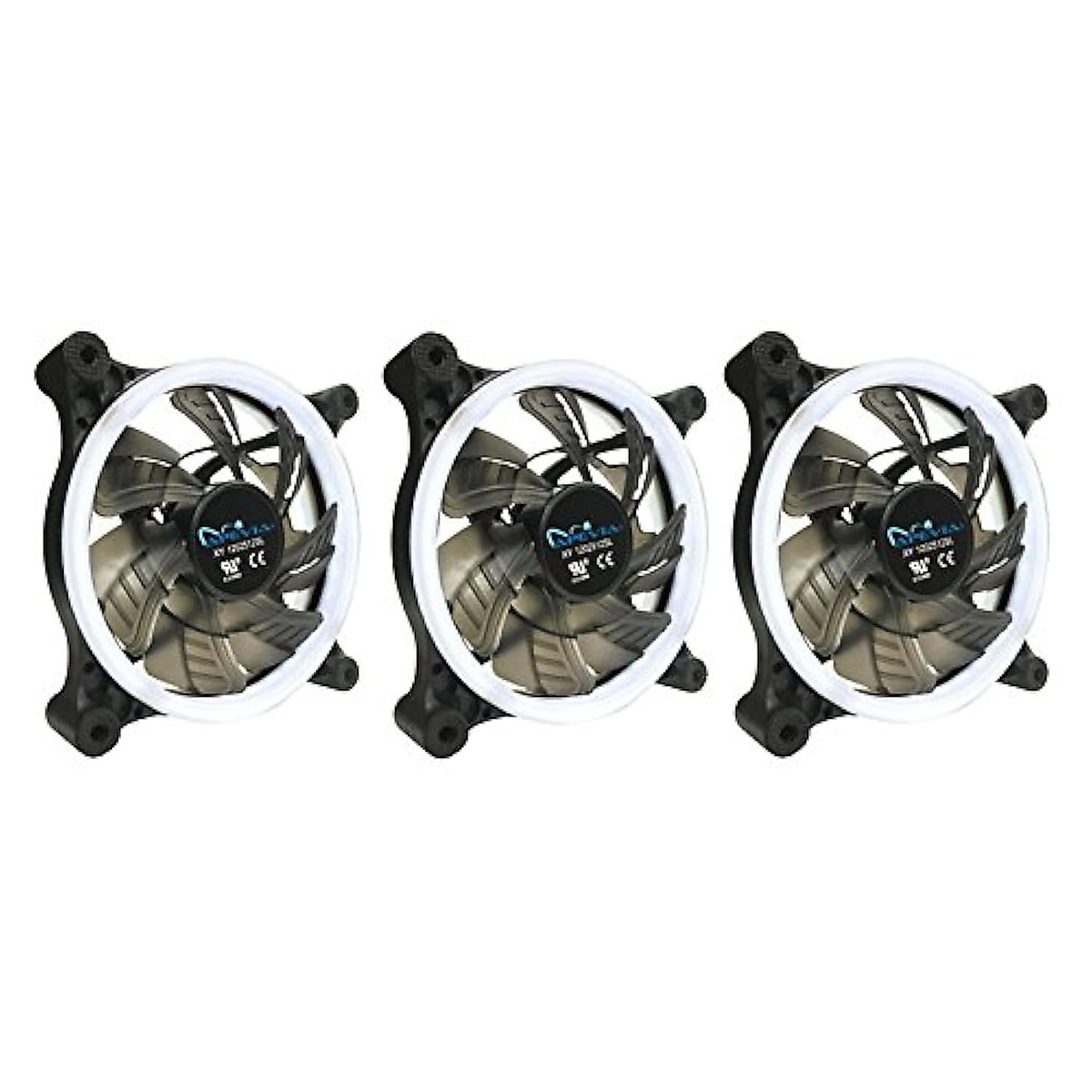 APEVIA 312L-CWH 120mm Silent Dual Rings White LED Fan with 32 x LEDs & 8 x Anti-Vibration Rubber Pads (3 Pk)