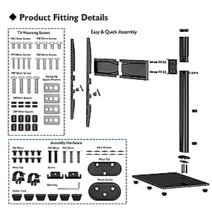 Universal TV Stand Base, Table Top Stand for 32-65 inch LCD LED OLED TVs, Height Adjustable TV Mount Stand with Glass Base Holds up to 99lbs, Max.VESA 600x400mm