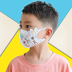 Kids Children Animals Cartoon Face Mask, Washable Face Shield Cover, Anti-Dust, Reusable 5Pcs